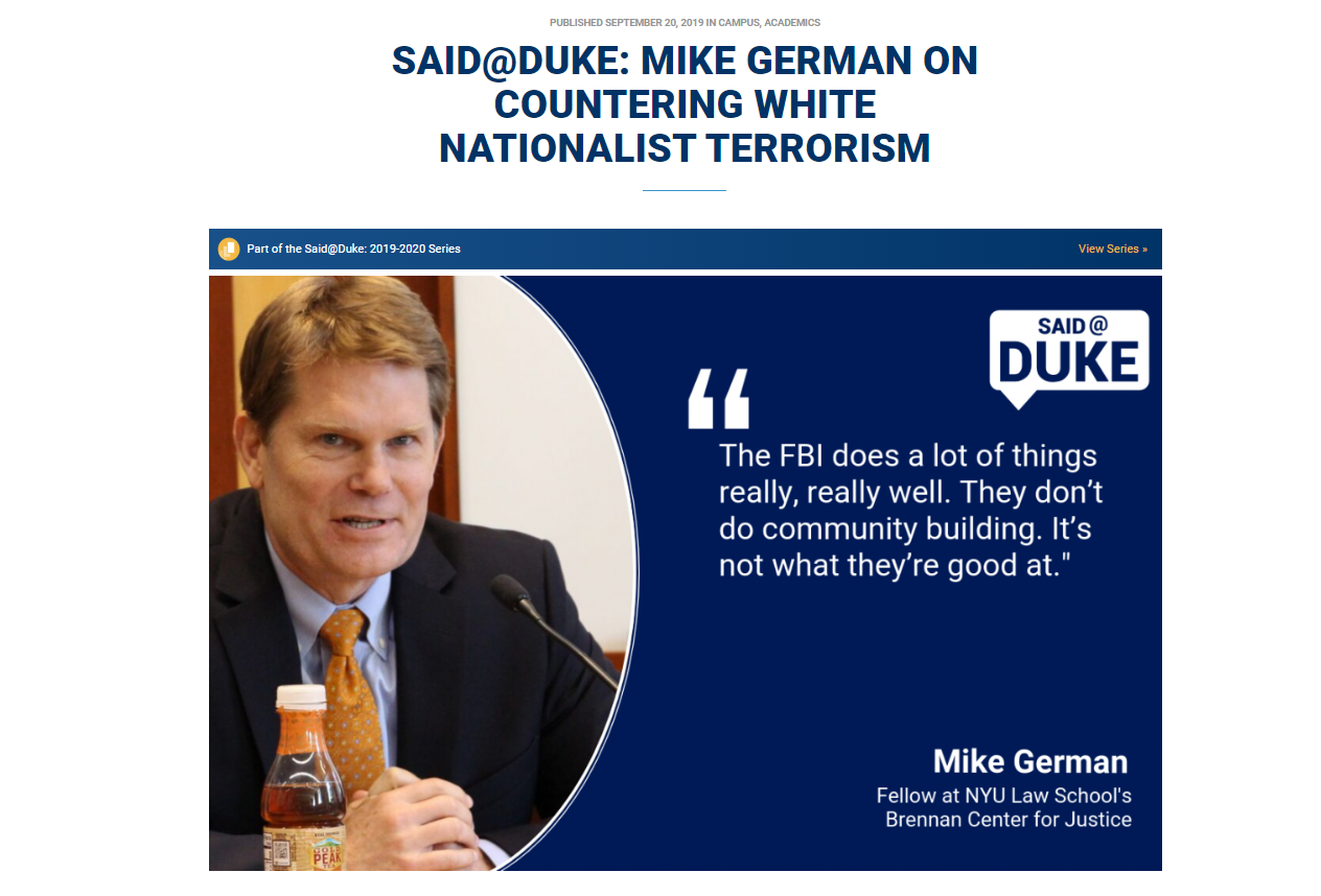 Said@Duke – Mike German – rachel mwombela